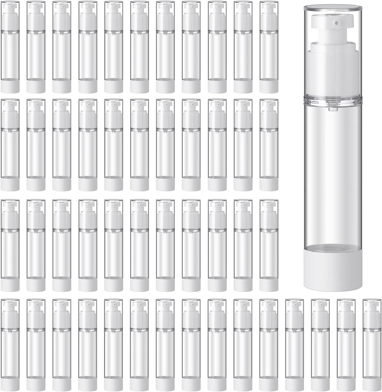 60 Pcs Clear Airless Pump Bottles Refillable Cosmetic Travel Size ...