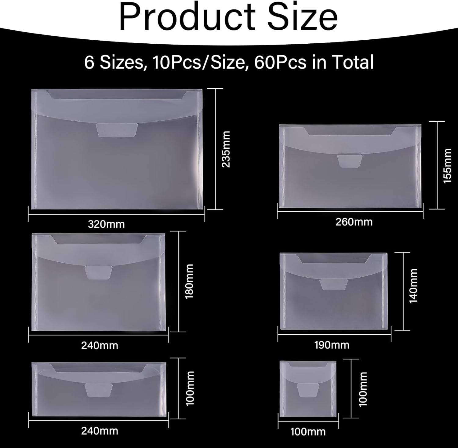 60 Pcs Clear Stamp and Die Storage Bag Pockets 6 Size Plastic Storage ...
