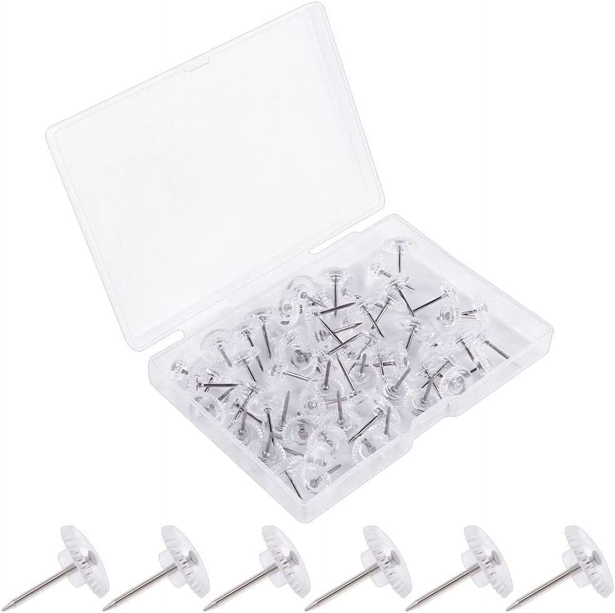 60 Pcs Clear Thumb Tacks, Push Pins Plastic Head and Steel Point ...