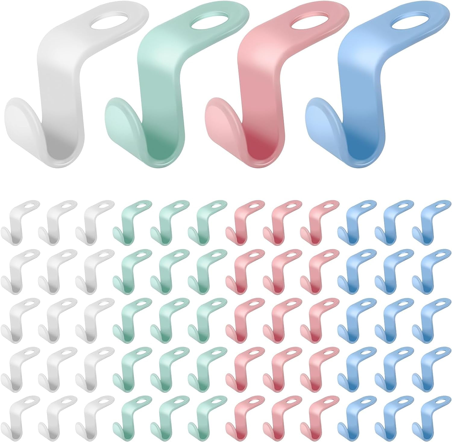 60 Pcs Clothes Hanger Connector Hooks Multicolor Connector Hooks ...