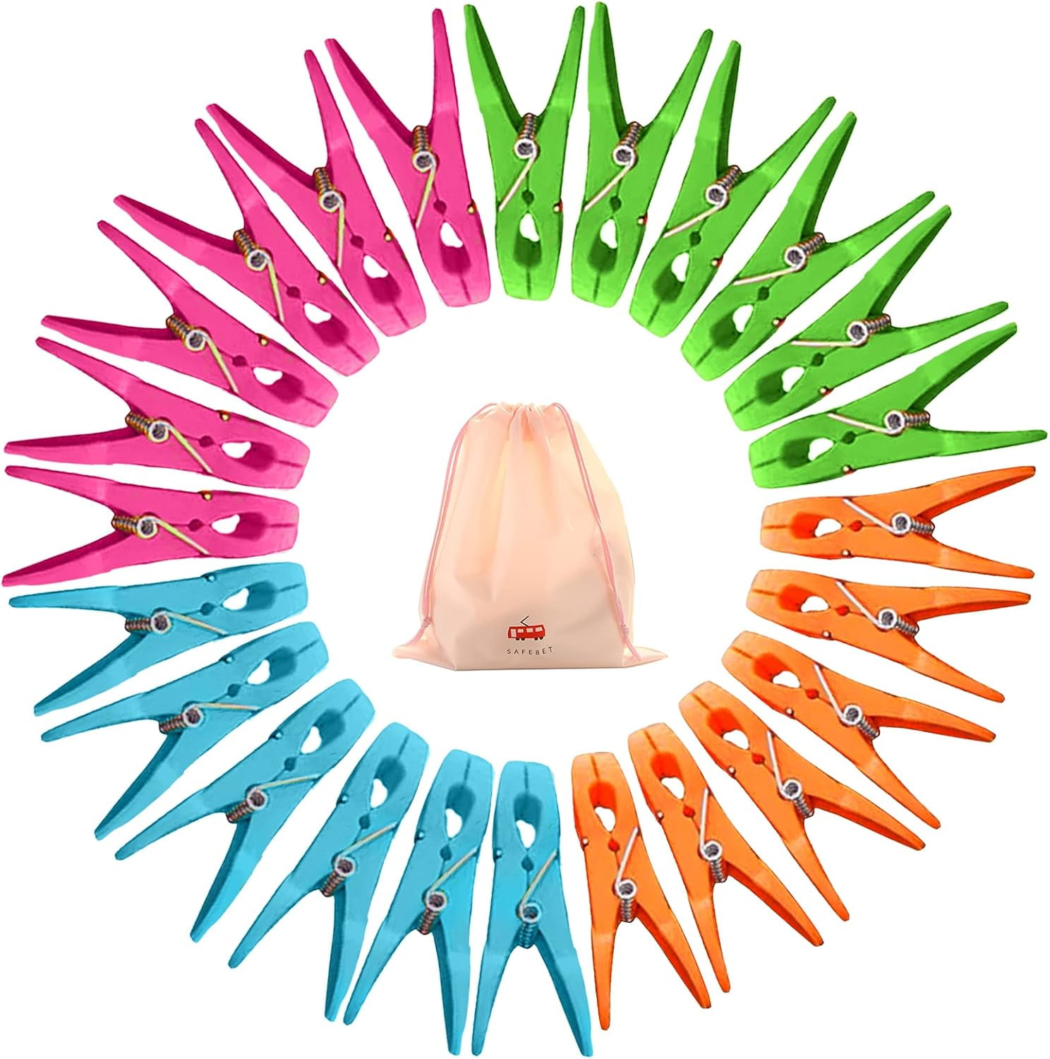 60 Pcs Clothes Pegs with Storage Bag, ZYNERY Plastic Clothes Clips ...