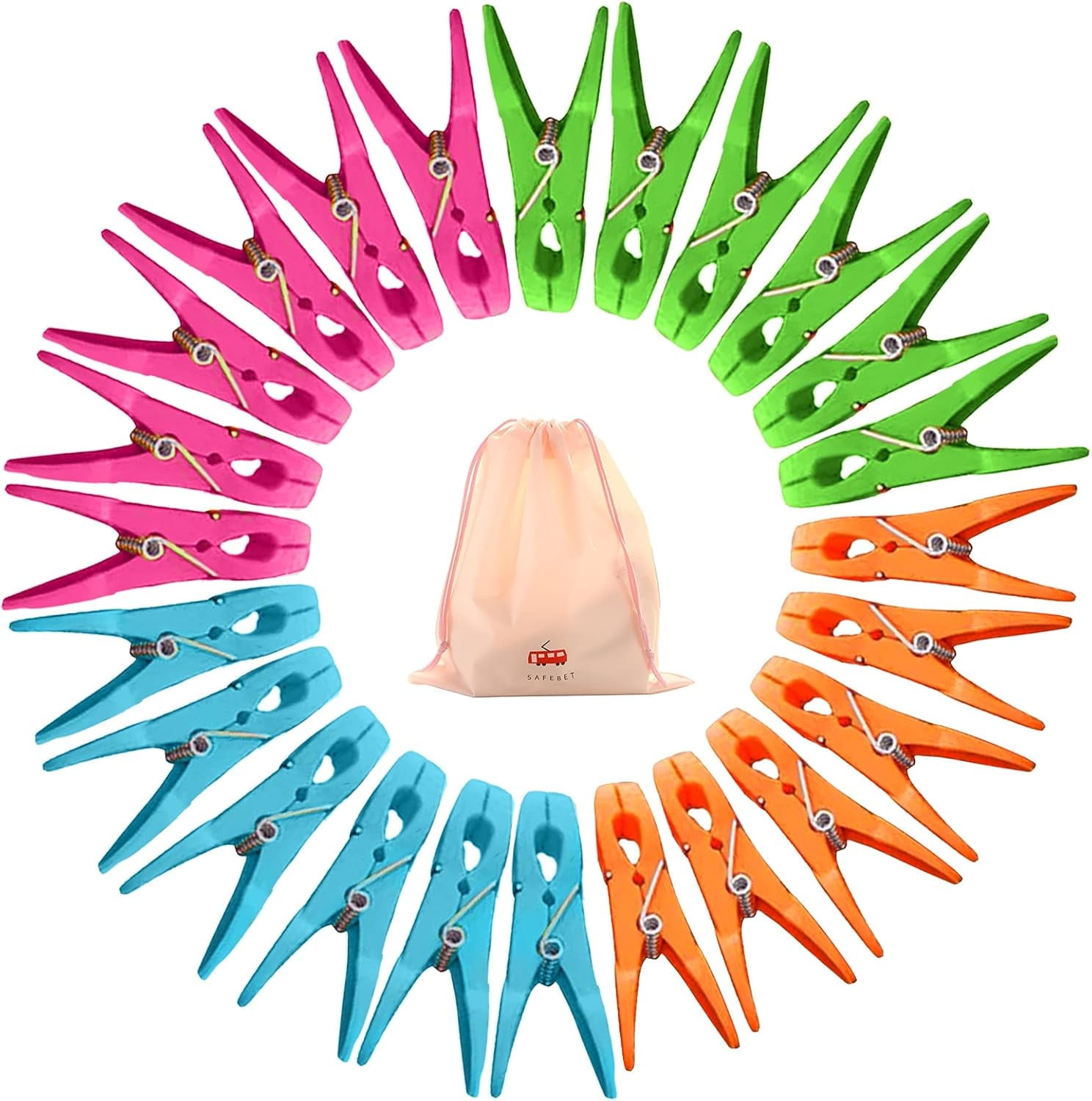 60 Pcs Clothes Pegs with Storage Bag, ZYNERY Plastic Clothes Clips ...