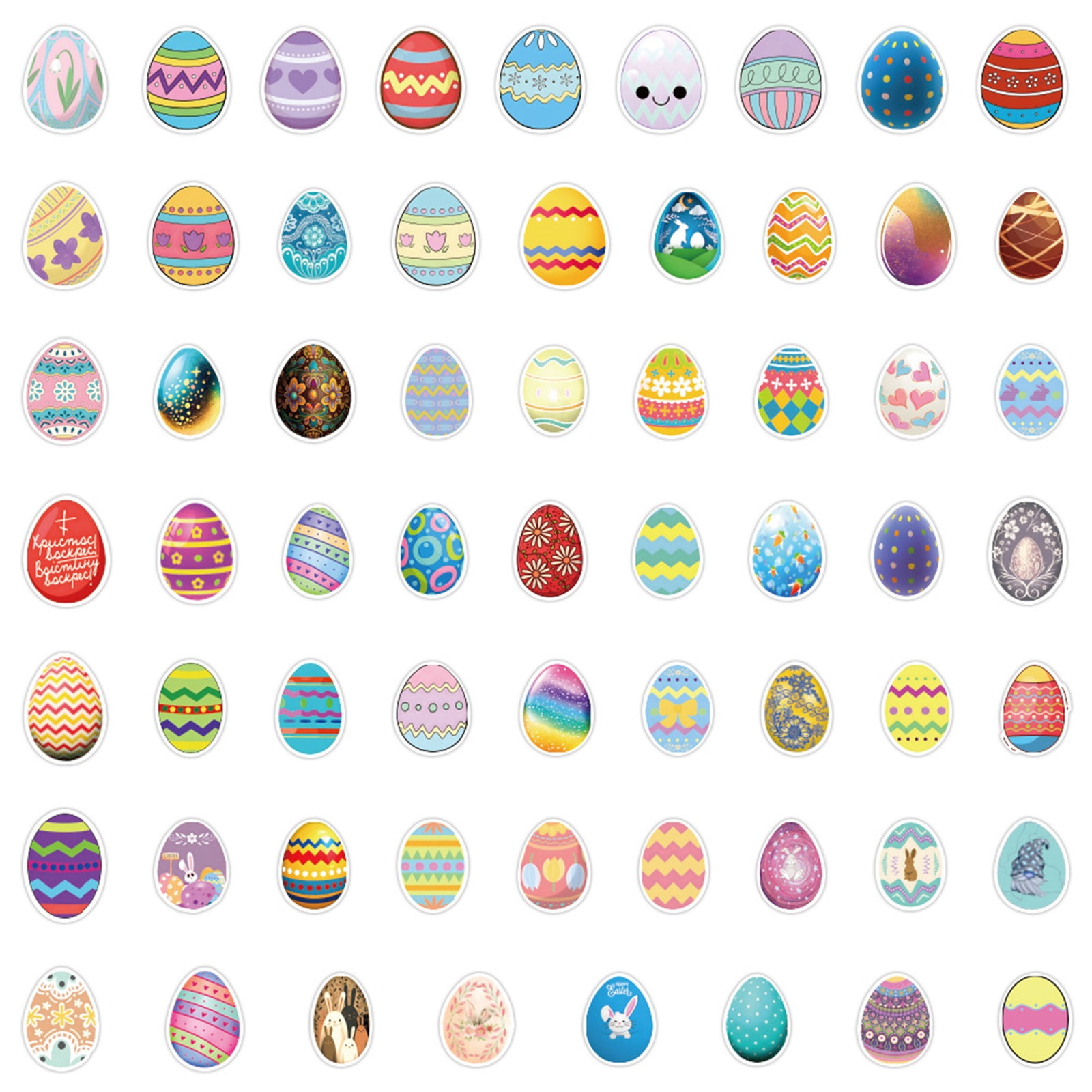60 Pcs Colorful Easter Egg Stickers – Fun & Festive Decor for Kids ...