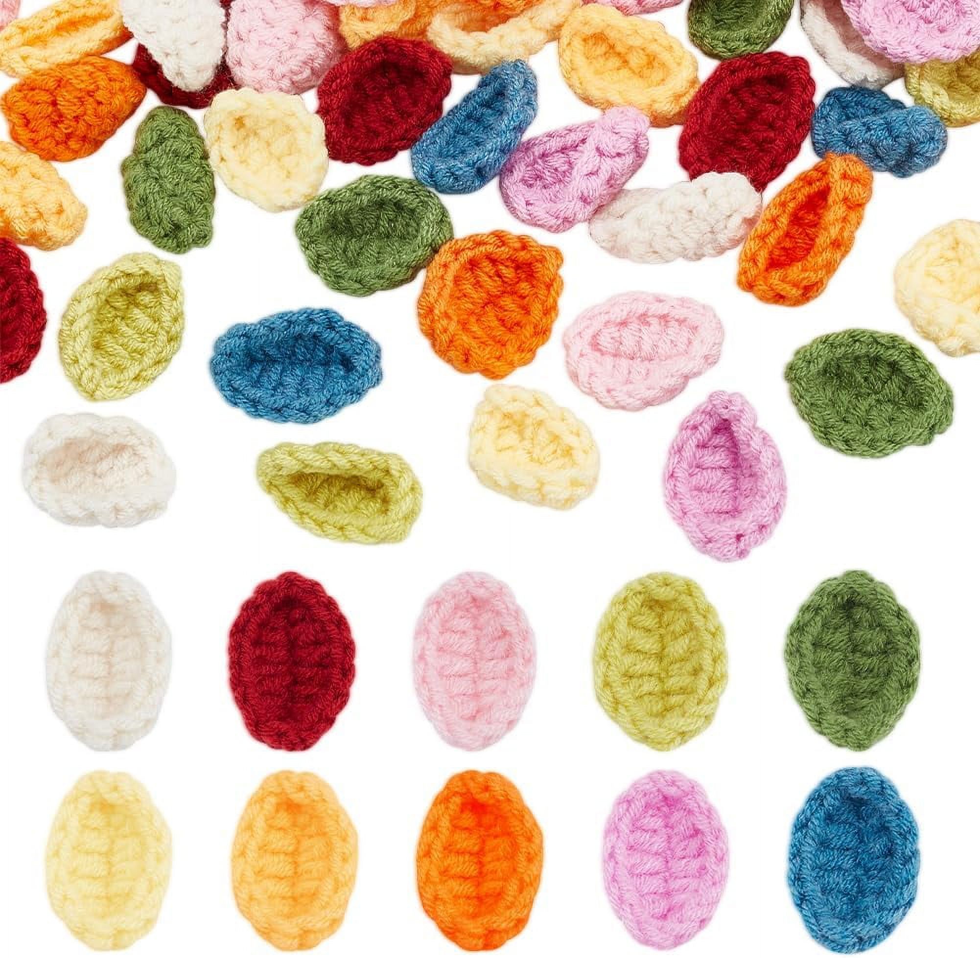 60 Pcs Craft Sewing Crochet Leaf 10 Colors Included Handmade Crocheted ...