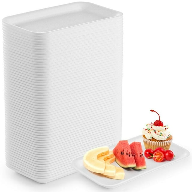 60 Pcs Crafts Foam Trays, White Foam Supermarket Disposable Poultry ...