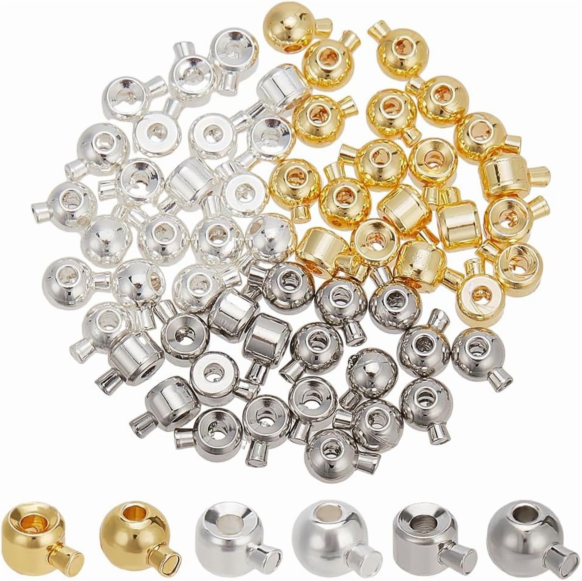 60 Pcs Crimp Beads 3 Colors 2 Styles Long-Lasting Plated Crimp Tubes ...