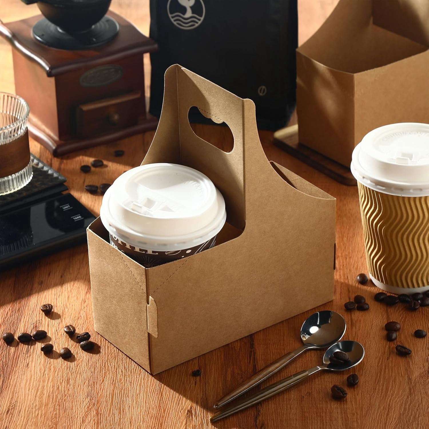 60 Pcs Cup Drink Carrier with Handles, Holds 2 Cups, 7.87 X 3.07 X 6.77 ...