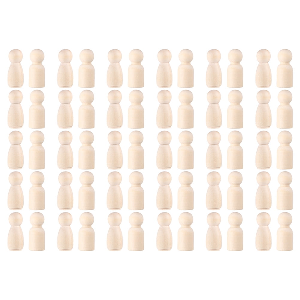 60 Pcs Desktop Wood Doll Wooden Peg Crafts Pegs for People Figures ...