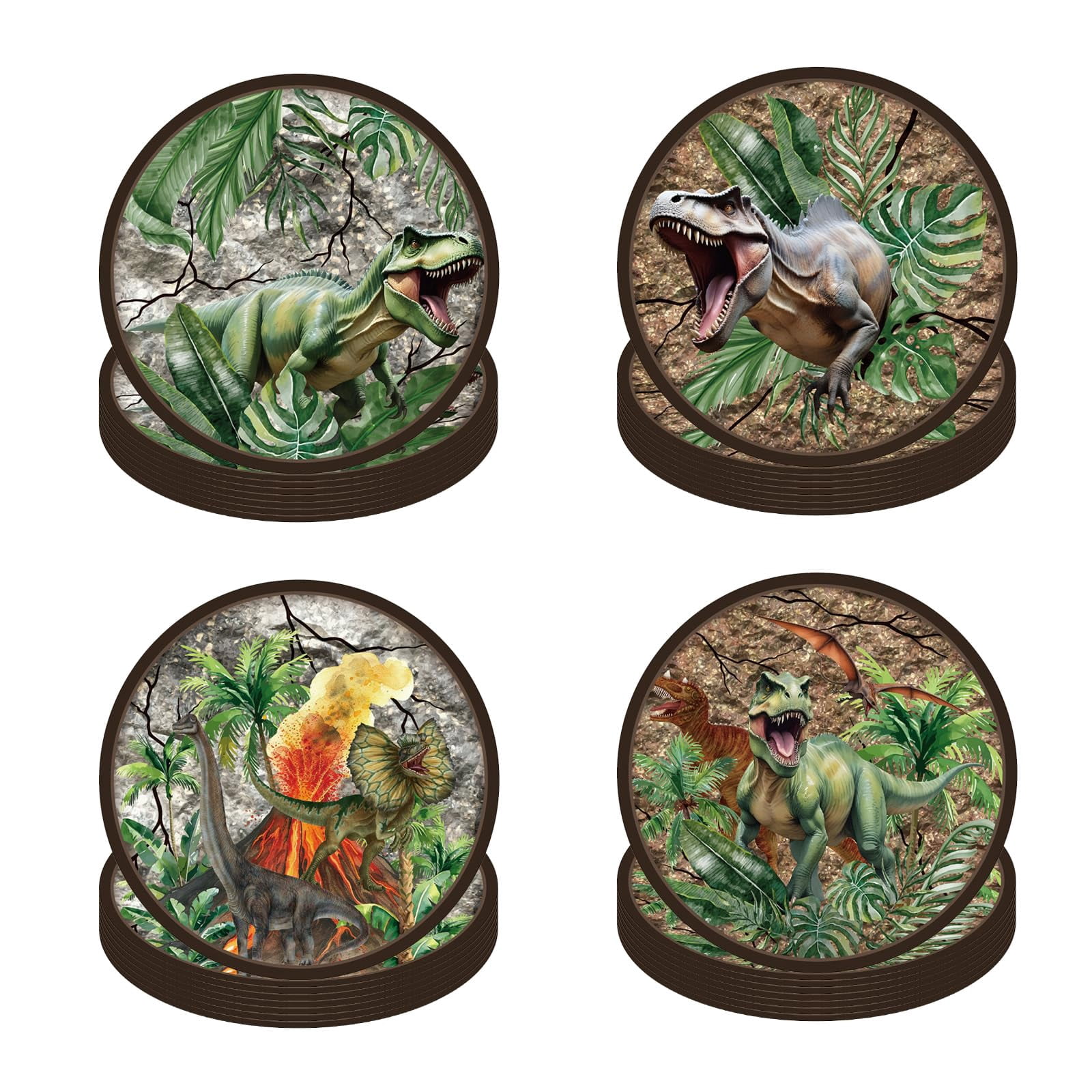 60 Pcs DinosaurITSC Birthday Decorations, Dinosaur Party Plates, 7 Inch ...