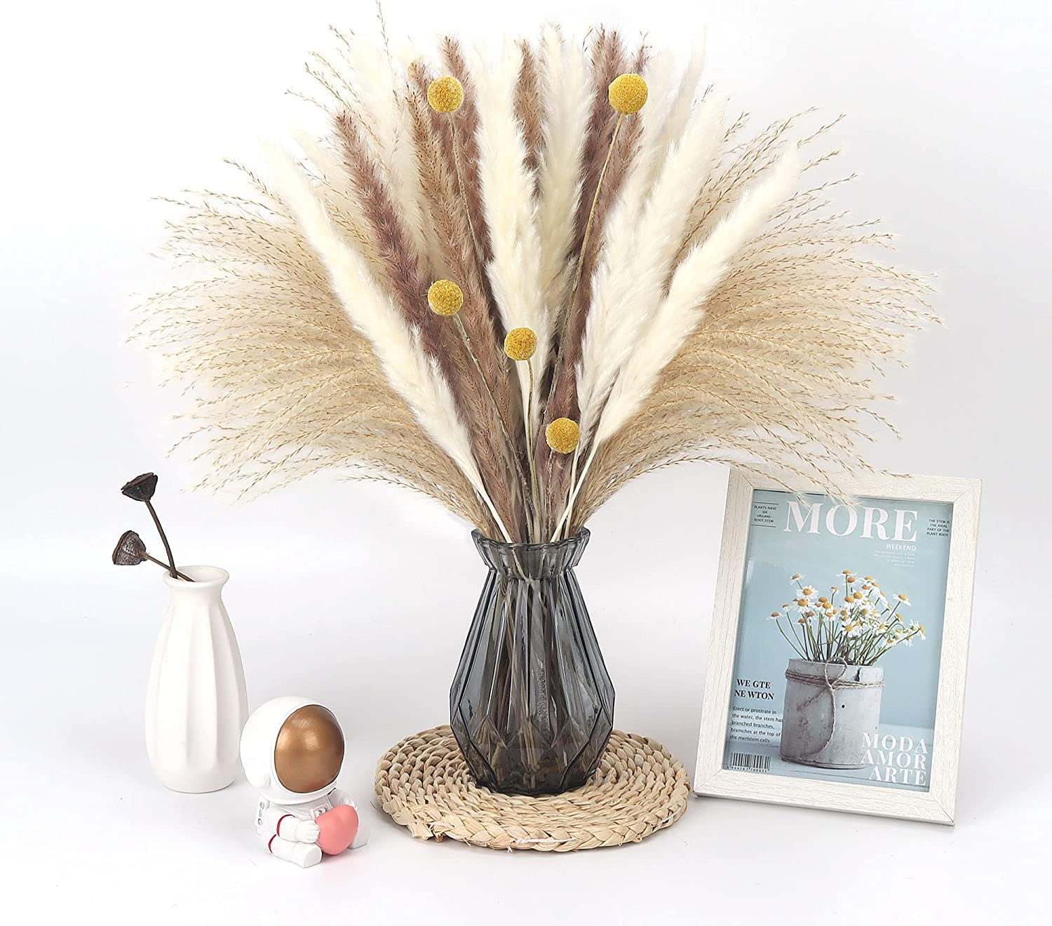 60 Pcs Dried Fluffy Reed Grass&Horsetail Whisk Decor Tall,Natural ...