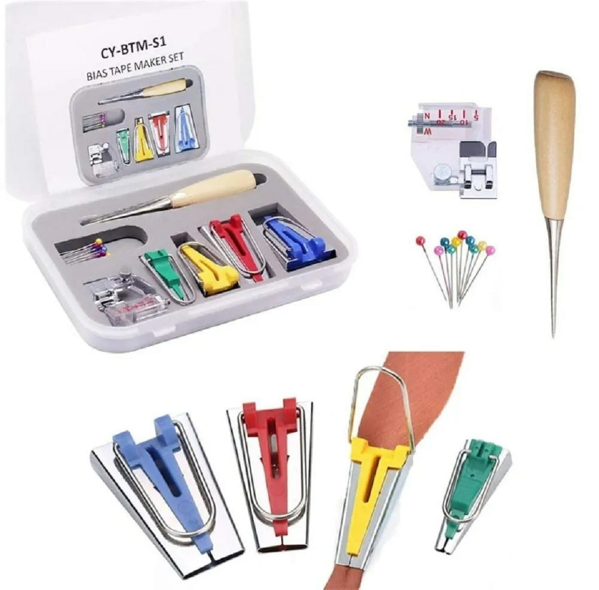 60 Pcs Fabric Bias Binding Tape Maker Kit - Binder Foot Sewing ...