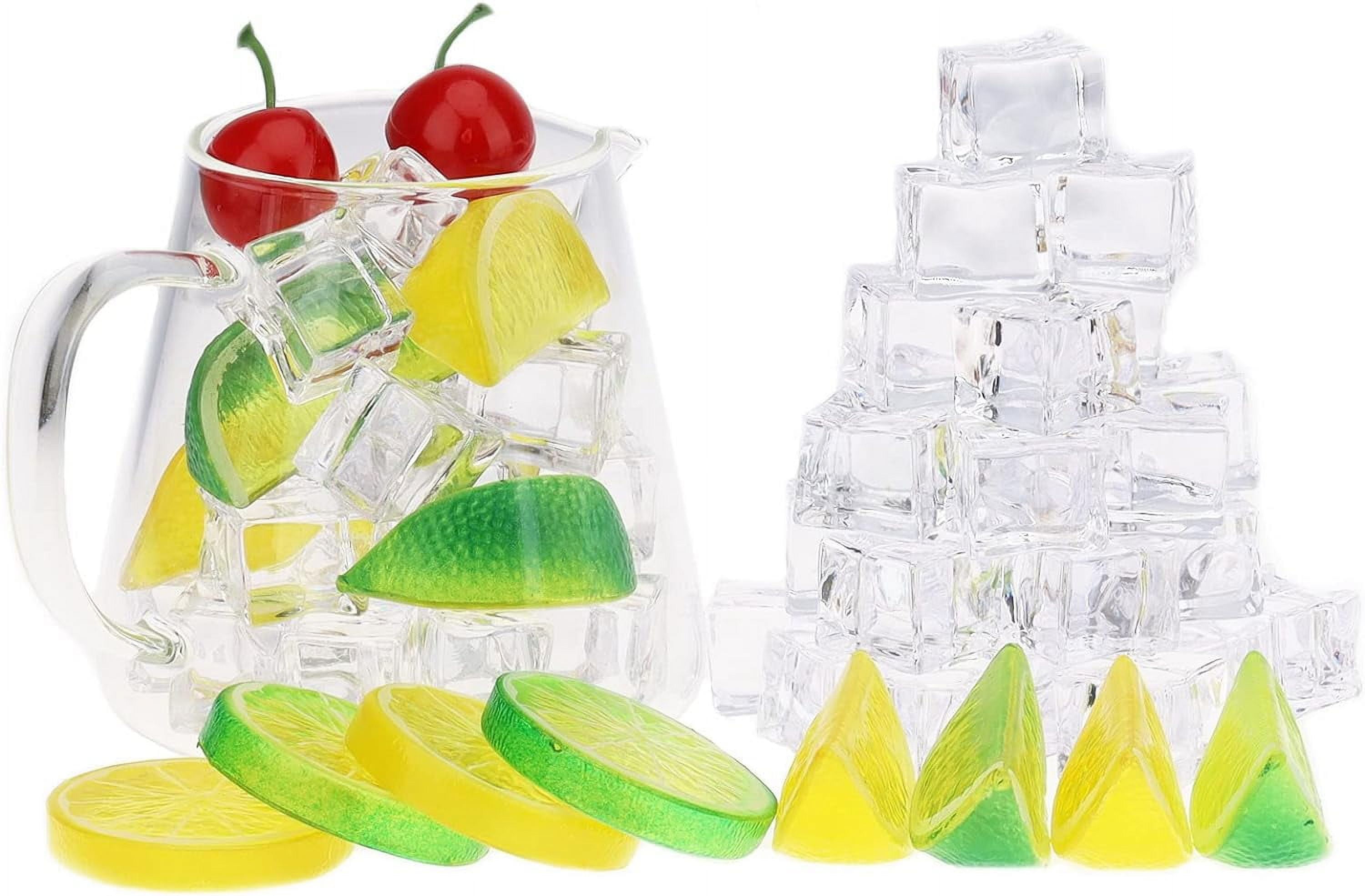 60 Pcs Fake Fruits Model Simulation Clear Ice Cube Set, Artificial ...