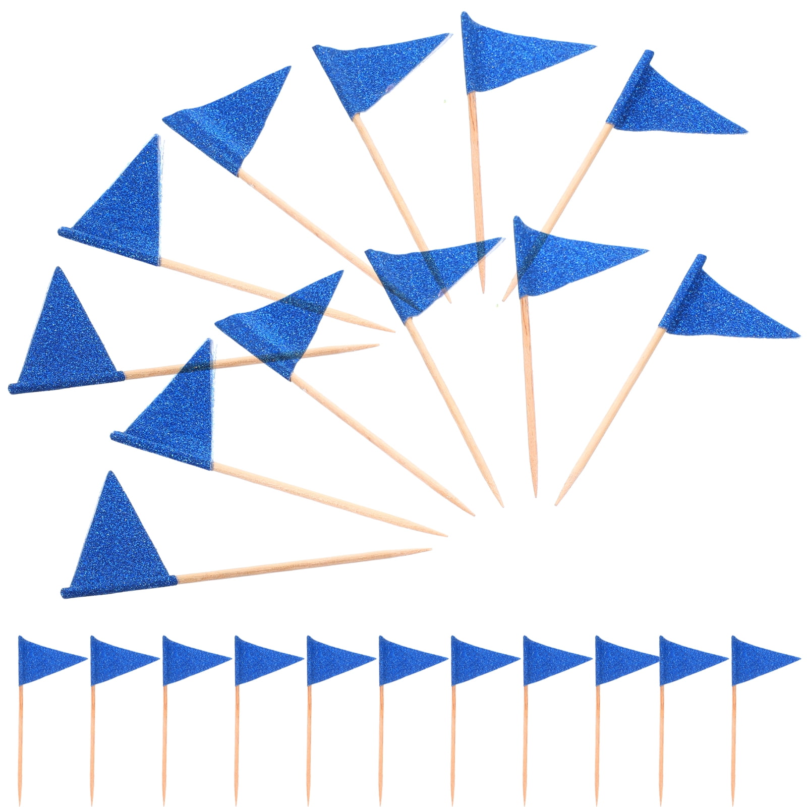 60 Pcs Flags Glitter Cake Picks Toothpick Mozarello Pennant Decorative ...