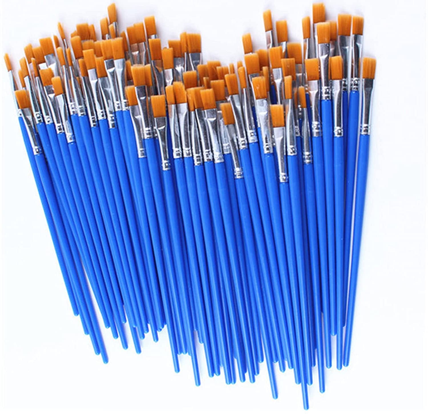 60 Pcs Flat Paint Brushes with Nylon Hair,Small Brush Bulk for Detail ...