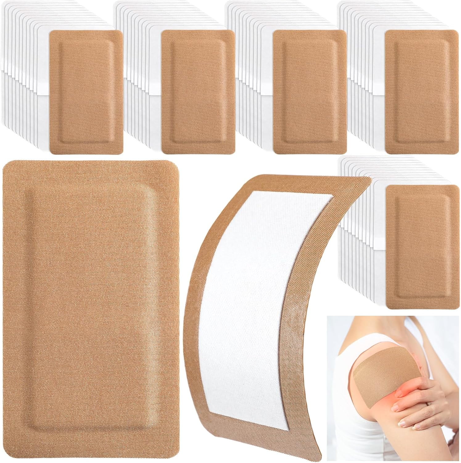 60 Pcs Flexible Extra Large Adhesive Bandages 5" x 3" Sterile Fabric ...