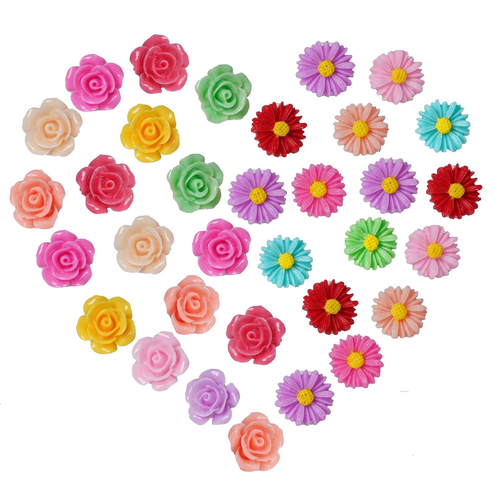 60 Pcs Flower Push Pins,Flower Thumb Tack Colorful Floret Thumbtacks ...