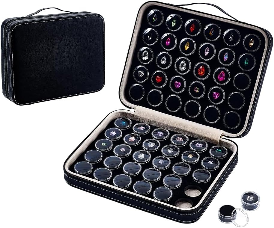 60 Pcs Gems Jewelry Display Case Small Round Plastic Containers Box ...