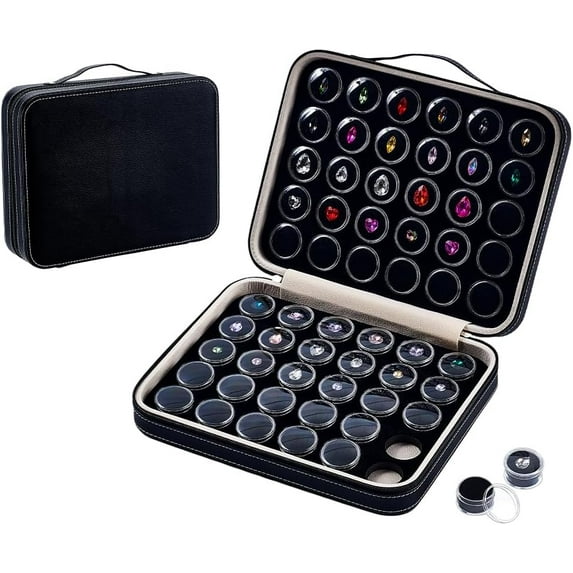 60 Pcs Gems Jewelry Display Case Small Round Plastic Containers Box ...