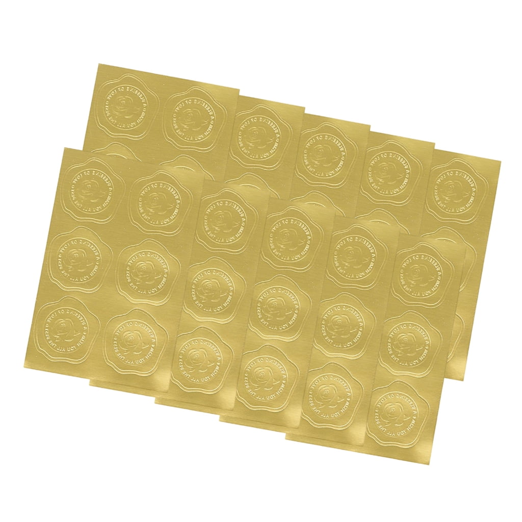 60 Pcs Gold Embossed Sticker Envelope Seal Sticker Adhesive Embossing ...