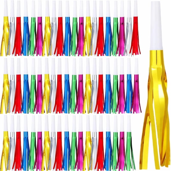 60 Pcs Gold Noise Makers, Party Blowers, Metallic Fringed Noise Makers ...