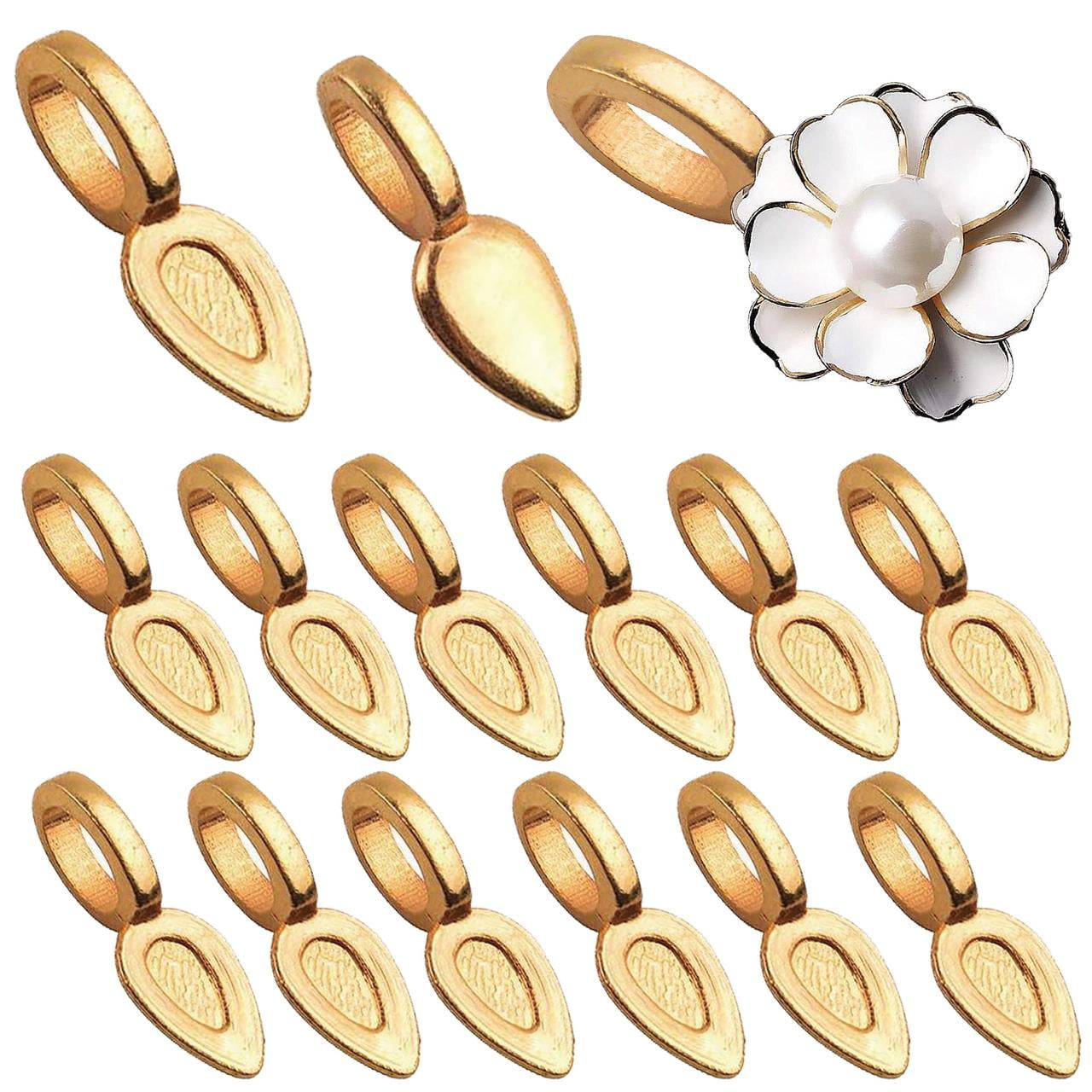 60 Pcs Gold Oval Spoon Scrabble Leaf Glue On Flat Rocks Earring Pad ...