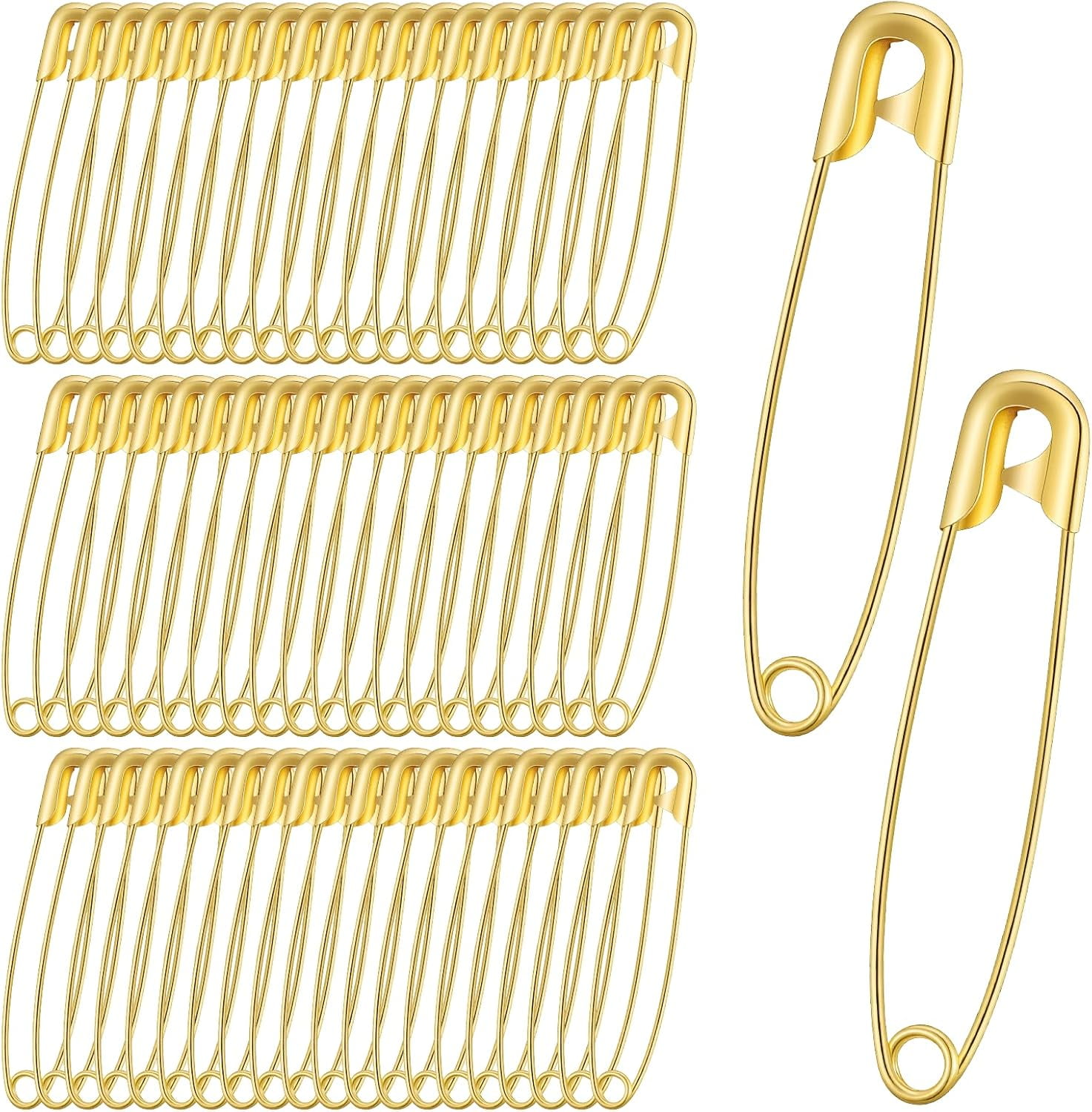 60 Pcs Gold Safety Pins Gold Sewing Pin 1.8 inch/45 mm Large Safety Pin ...