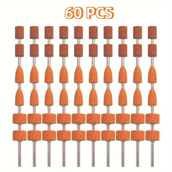 60 Pcs Grinding Stone Set, 1/8 Inch Shank Aluminum Oxide Abrasive ...