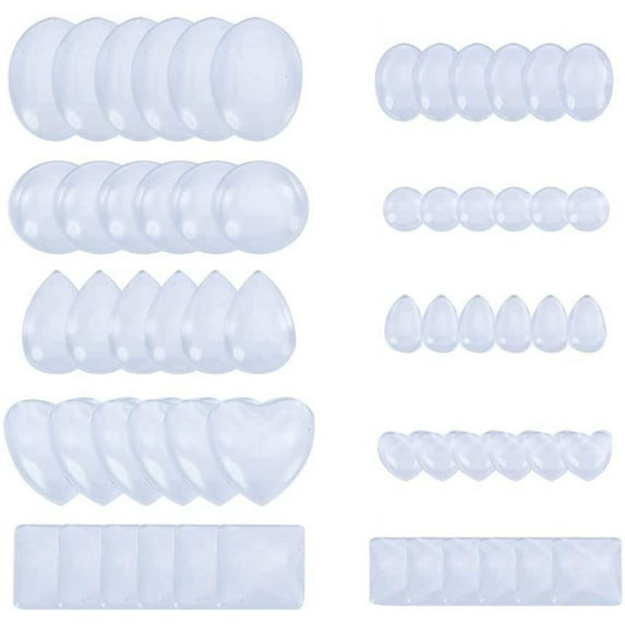 60 Pcs Half Round Flat Back Clear Glass Dome Tile Cabochon 10 Styles ...