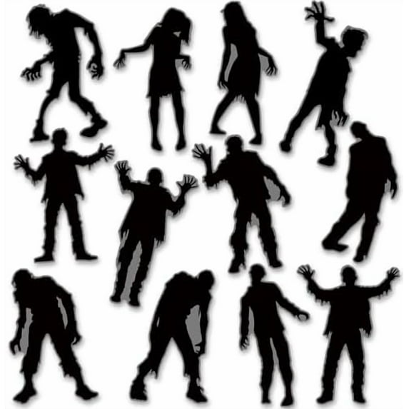 60 Pcs Halloween Zombie Cutouts Creepy Zombie Silhouette Bulletin Board ...