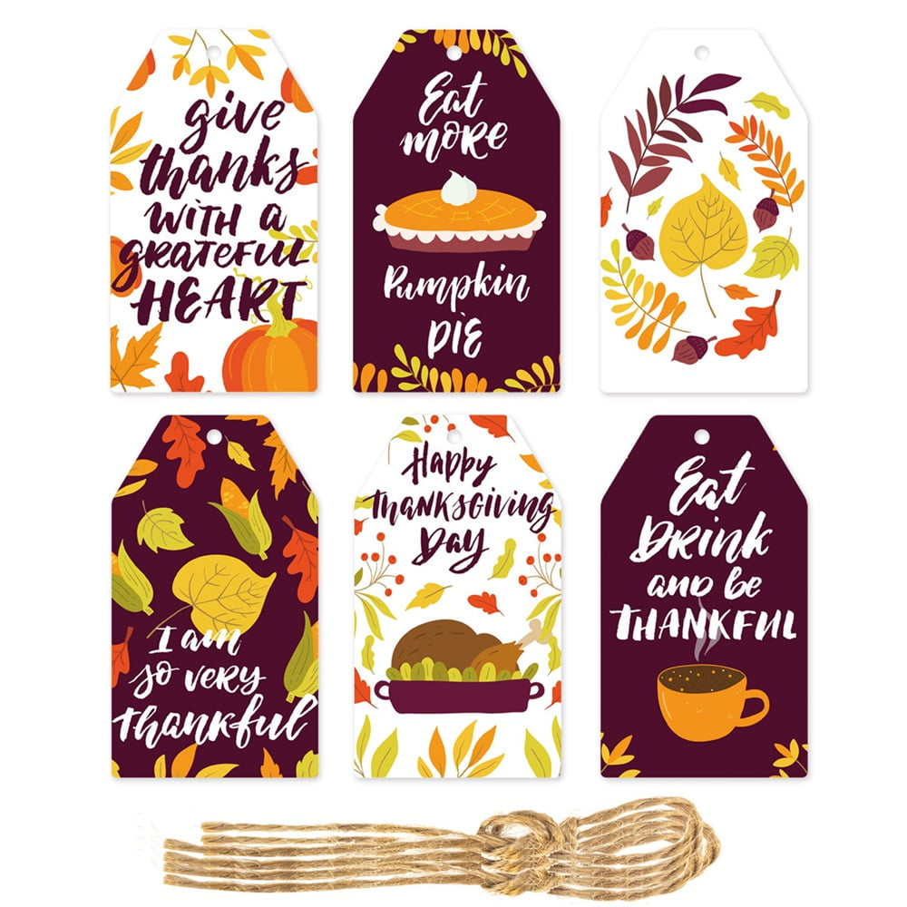 60 Pcs Happy Thanksgiving Day Gift Paper Tags Fall Gift Tags Autumn ...