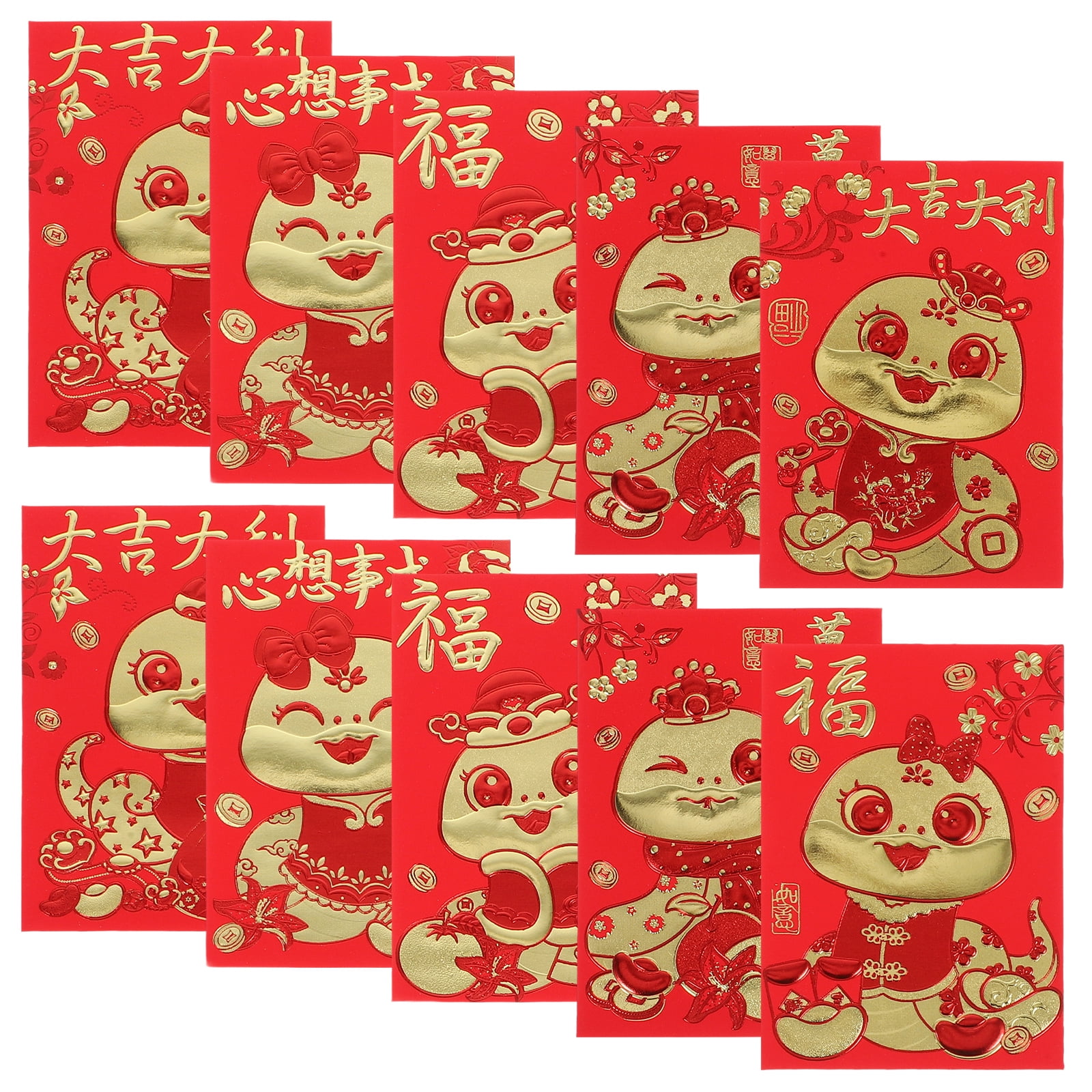 60 Pcs Lai See Red Envelope Bag 2025 Snake Red Envelopes New Year Red ...