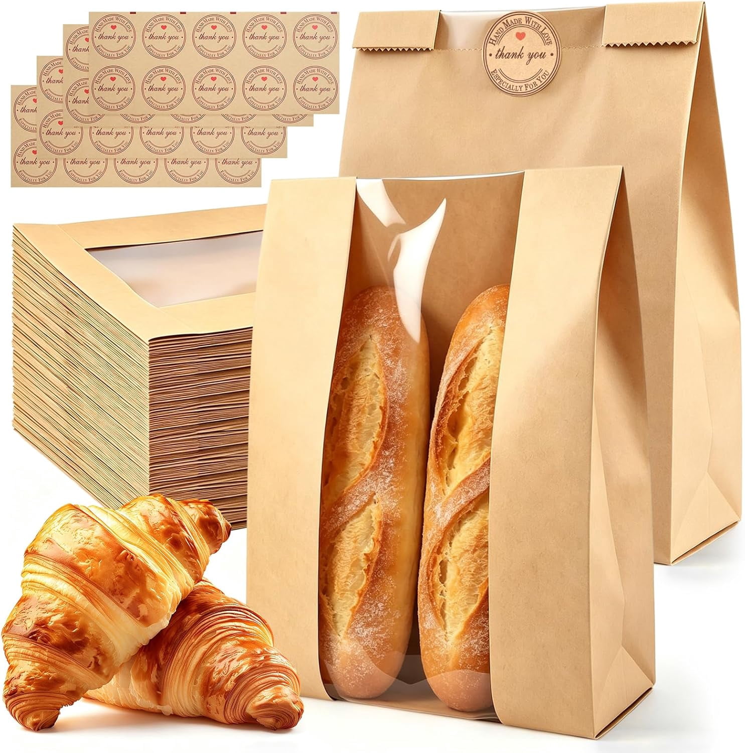 60 Pcs Large Paper Bread Bags for Homemade Bread & Sourdough, Kraft ...