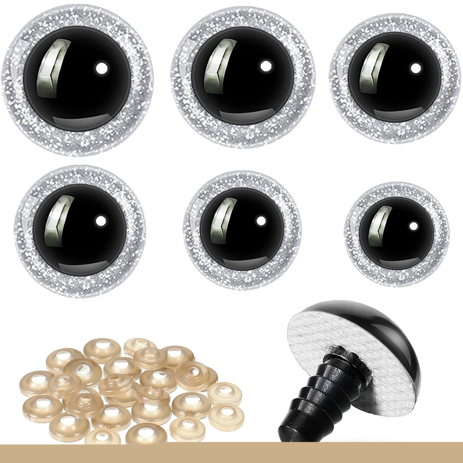 100Pcs Plastic Colored Safety Eyes, 10mm Round Craft Eyes with Washers ...