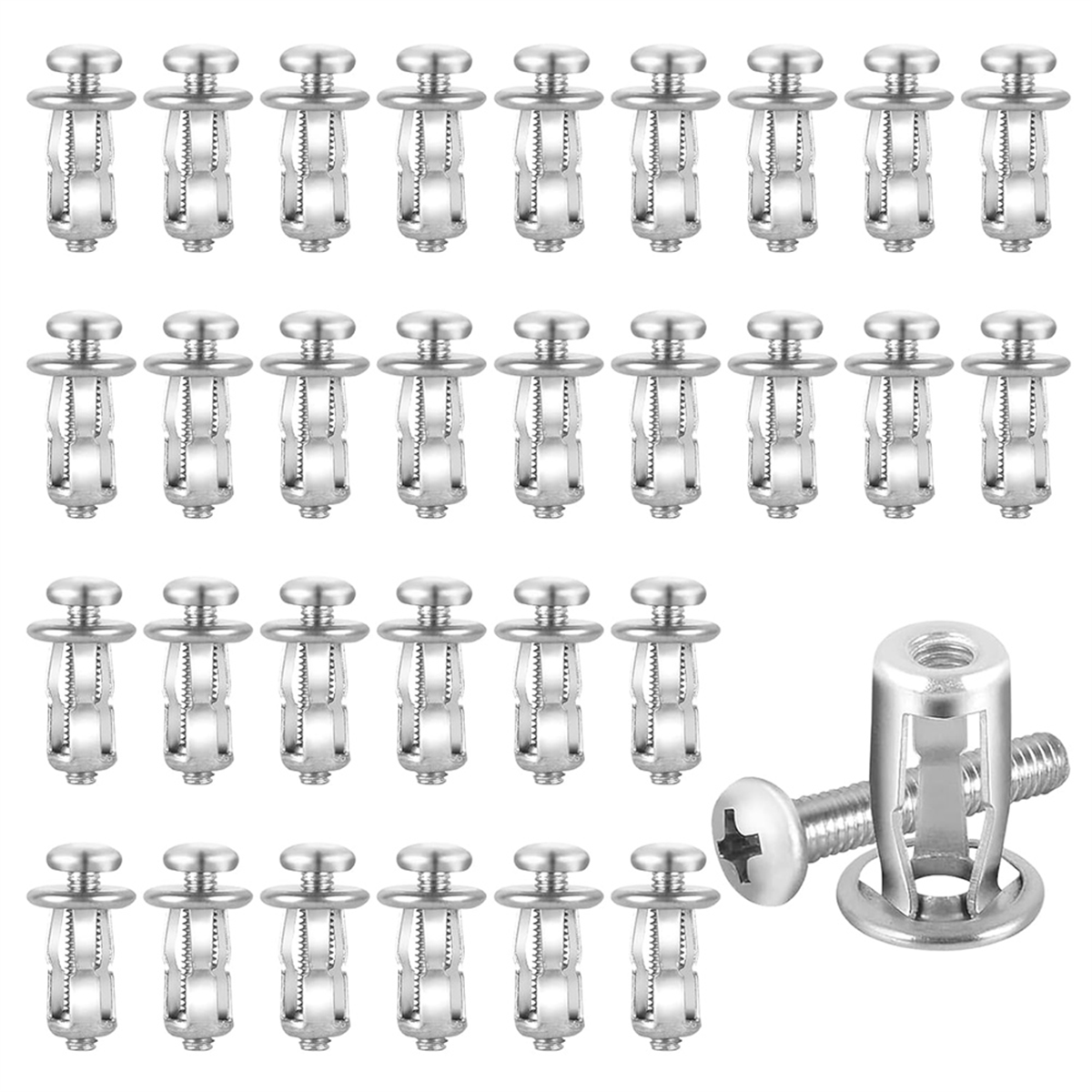 60 Pcs M 4 X 20 Hollow Door Anchor Set, Cavity Fixing Wall Anchors for ...