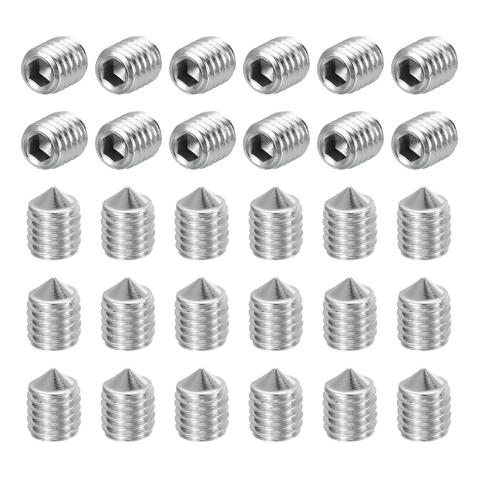 60 Pcs M8x8mm Set Screws, 304 Stainless Steel Cone Point Hex Socket ...