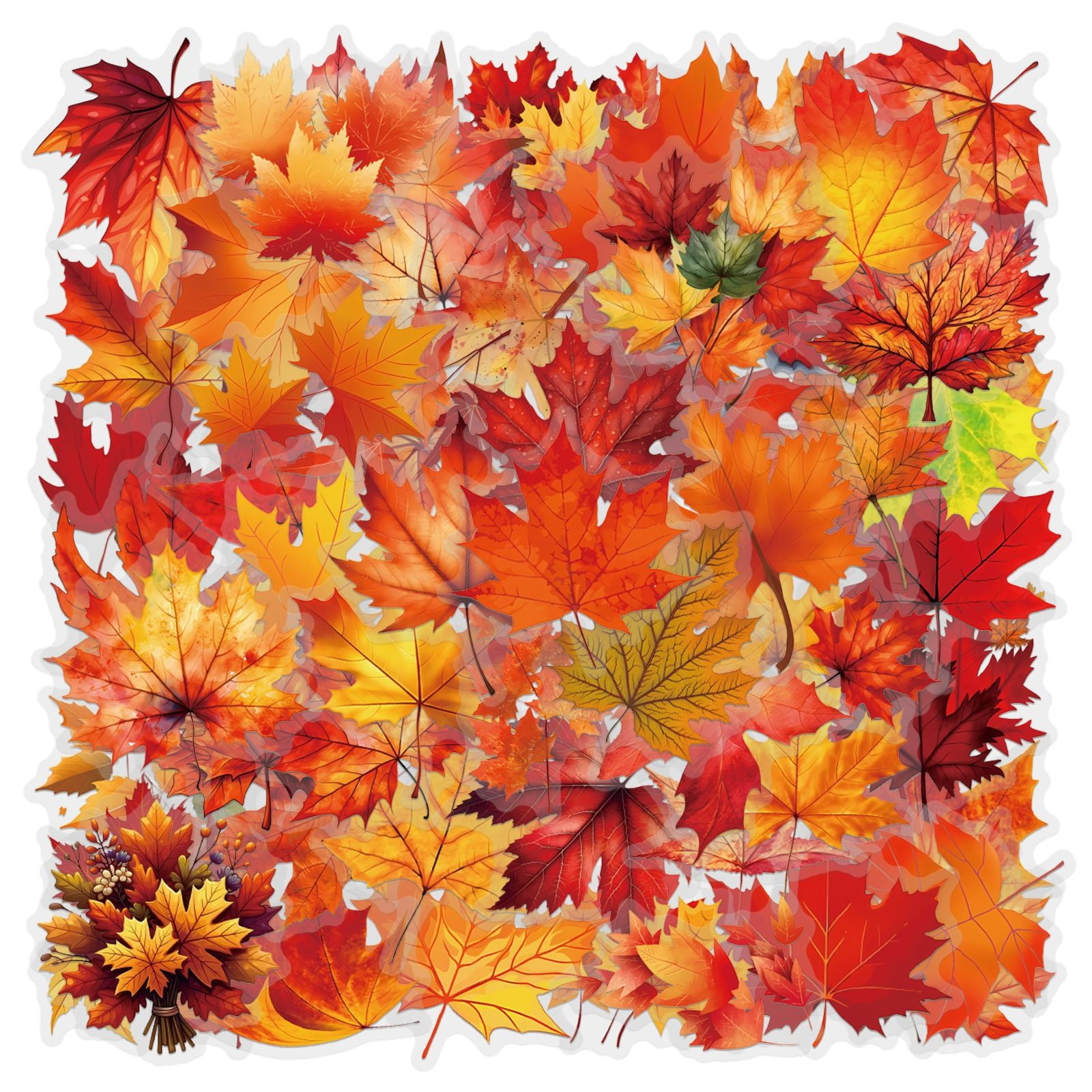60 Pcs Maple Leaf Stickers, Waterproof Reusable Vinyl Decals, For ...