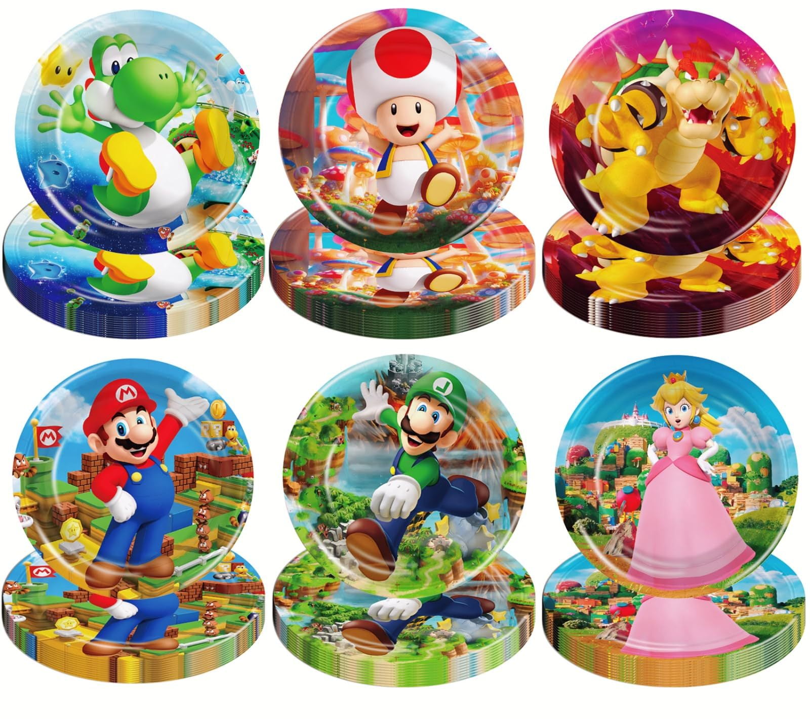 60 Pcs Mario Birthday Party Supplies - Cartoon Tableware Set Includes ...