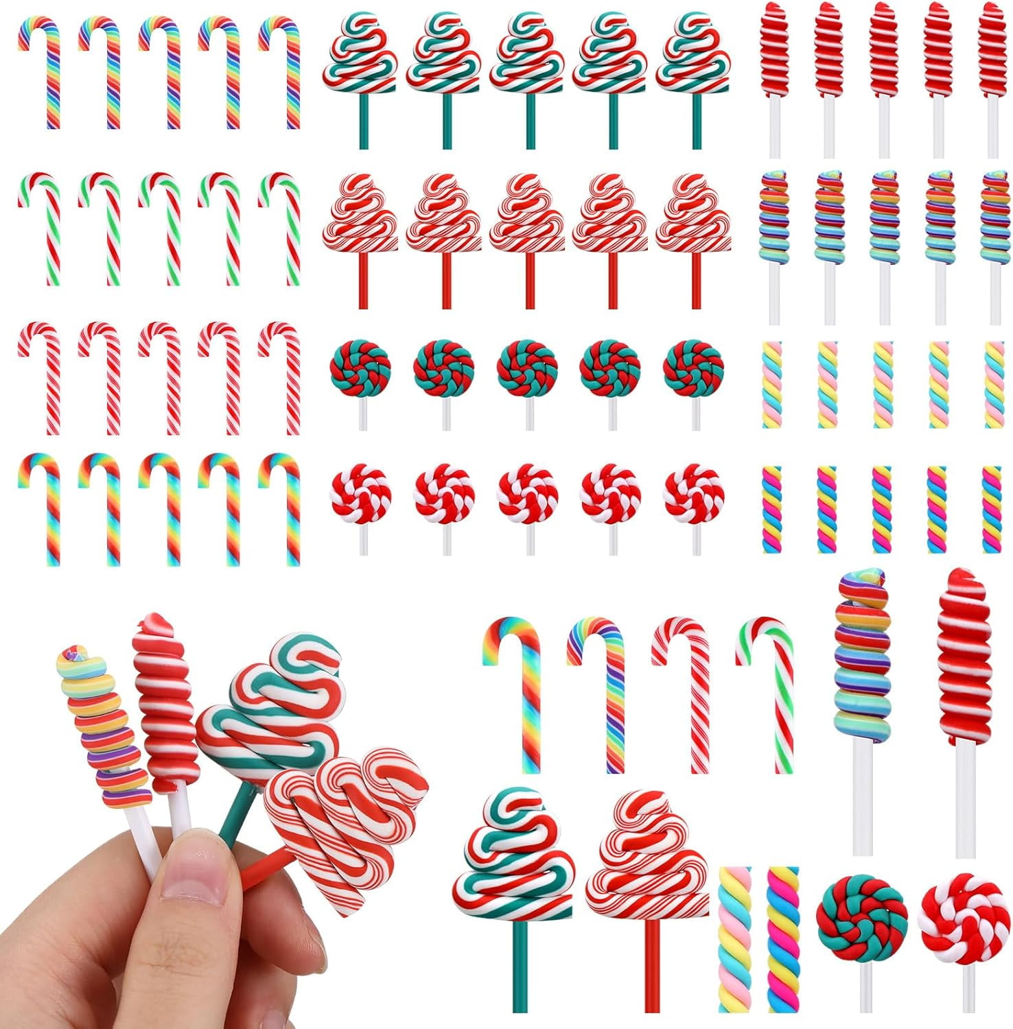 60 Pcs Mini Christmas Fake Candy Canes for Crafts Christmas Decoration ...