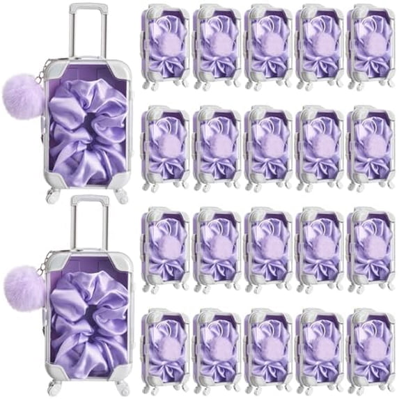 60 Pcs Mini Empty Suitcase Storage Box with Plush Ball Keychain and ...