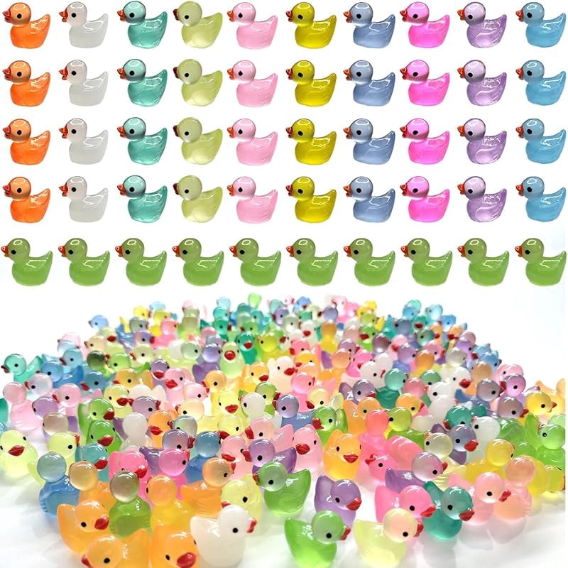 60 Pcs Mini Resin Ducks Luminous Tiny Ducks Miniature Duck Glow in The ...