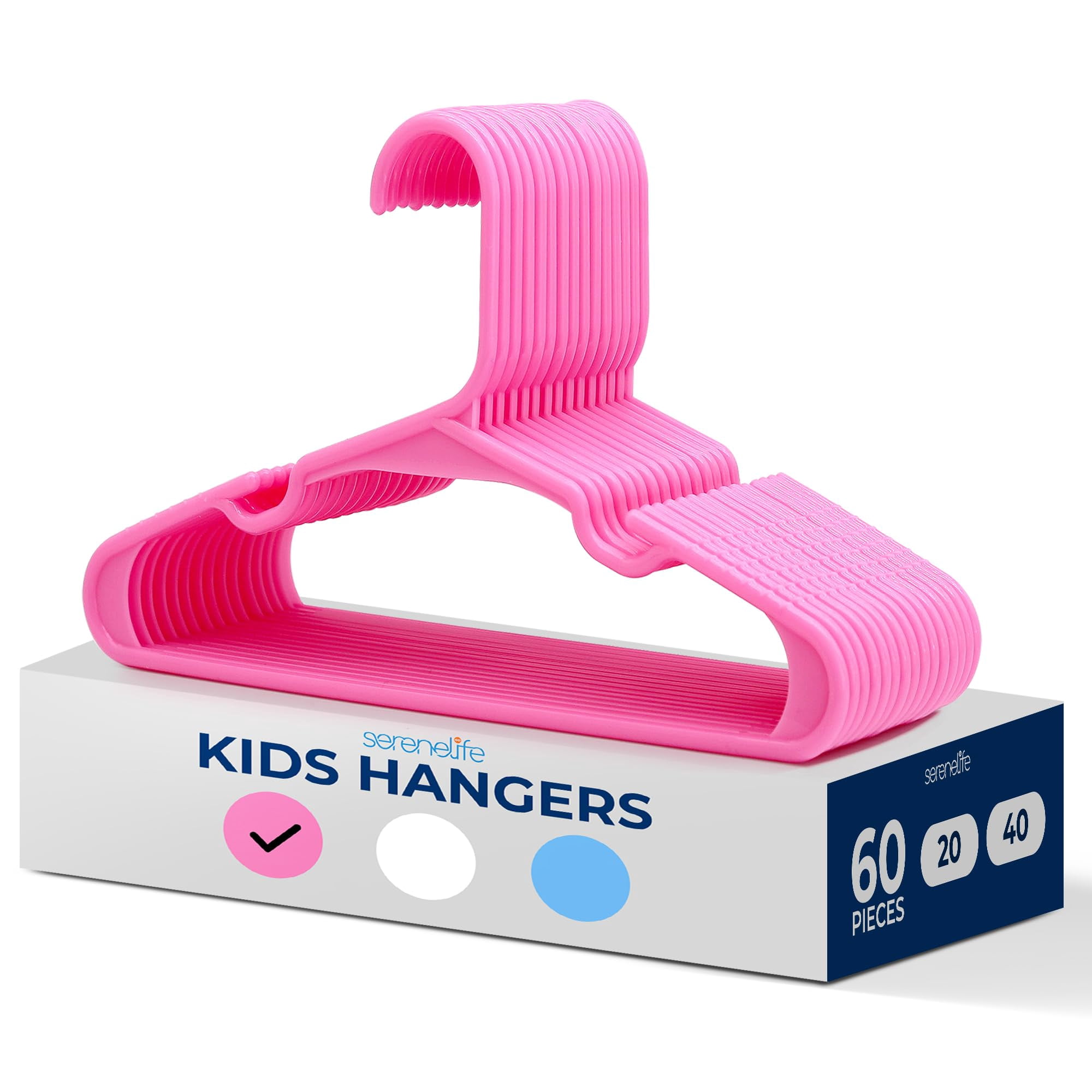60 Pcs. Non-Slip Plastic Kids Hangers - Durable and Space-Saving Closet ...