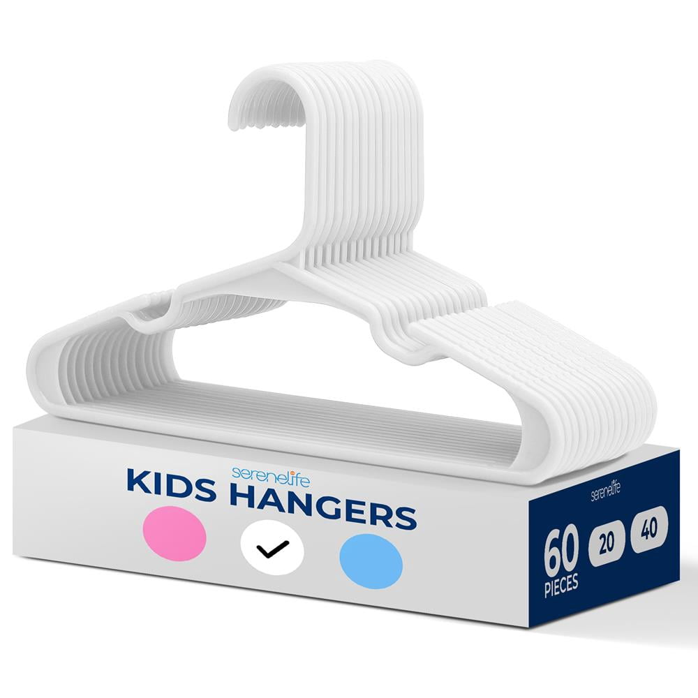 SereneLife 60 Pack Plastic Kids Hangers – Non-Slip Baby Hangers for ...