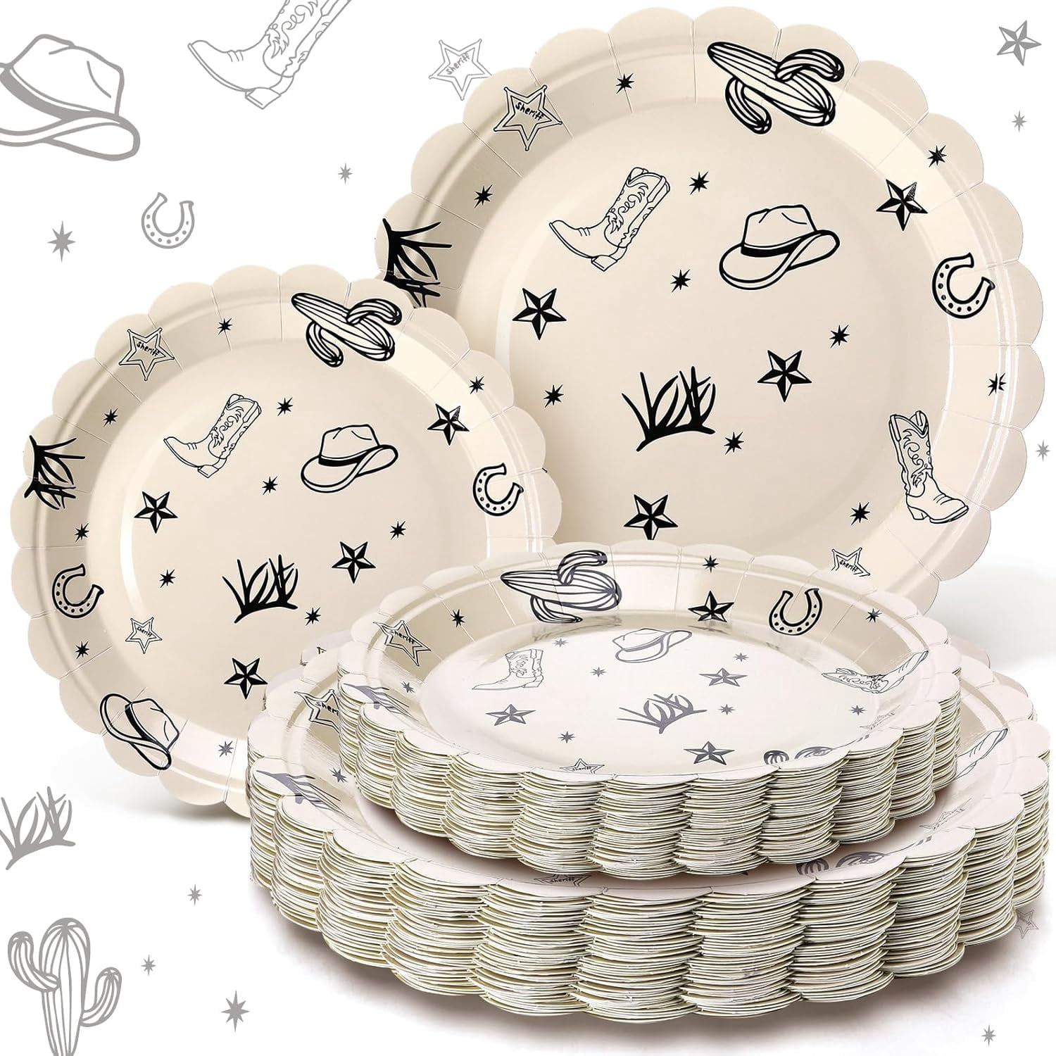 60 Pcs Paper Boots or Bows Plates Baby Shower Gender Reveal Decorations ...