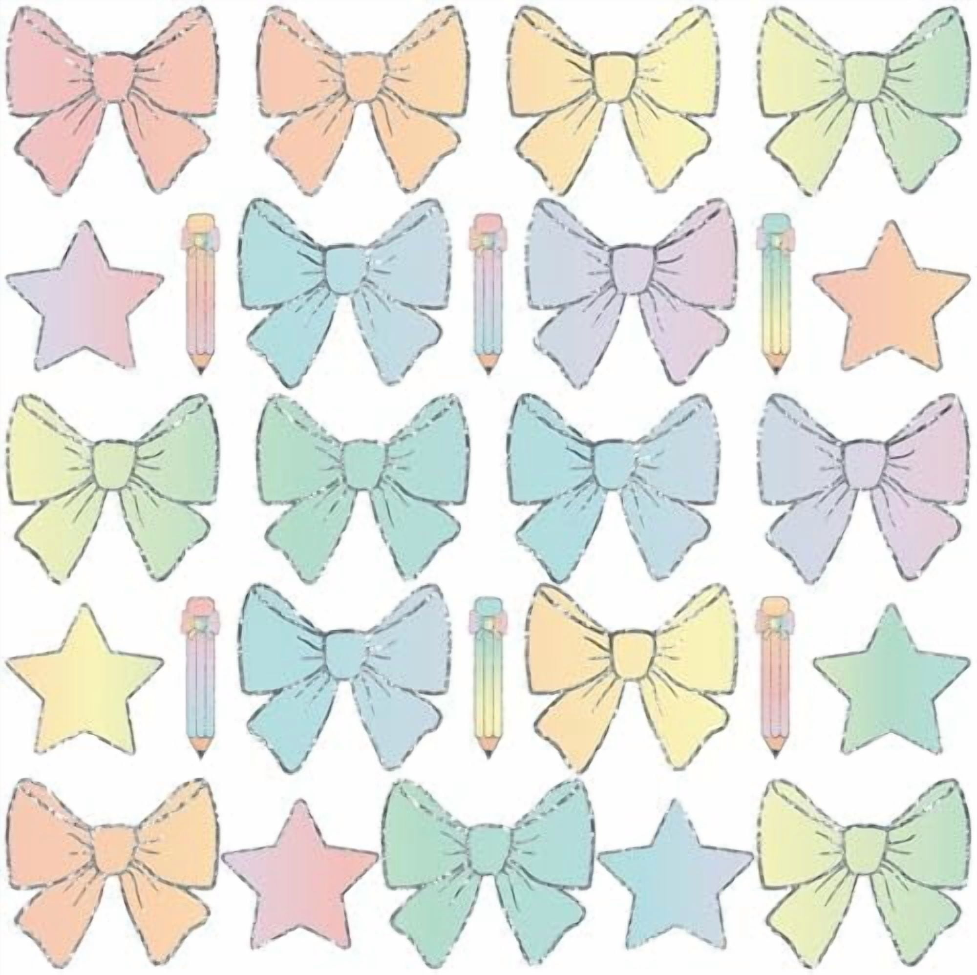 60 Pcs Pastel Bows Cutouts Accents Pencil Bow Classroom Decor Pastel ...