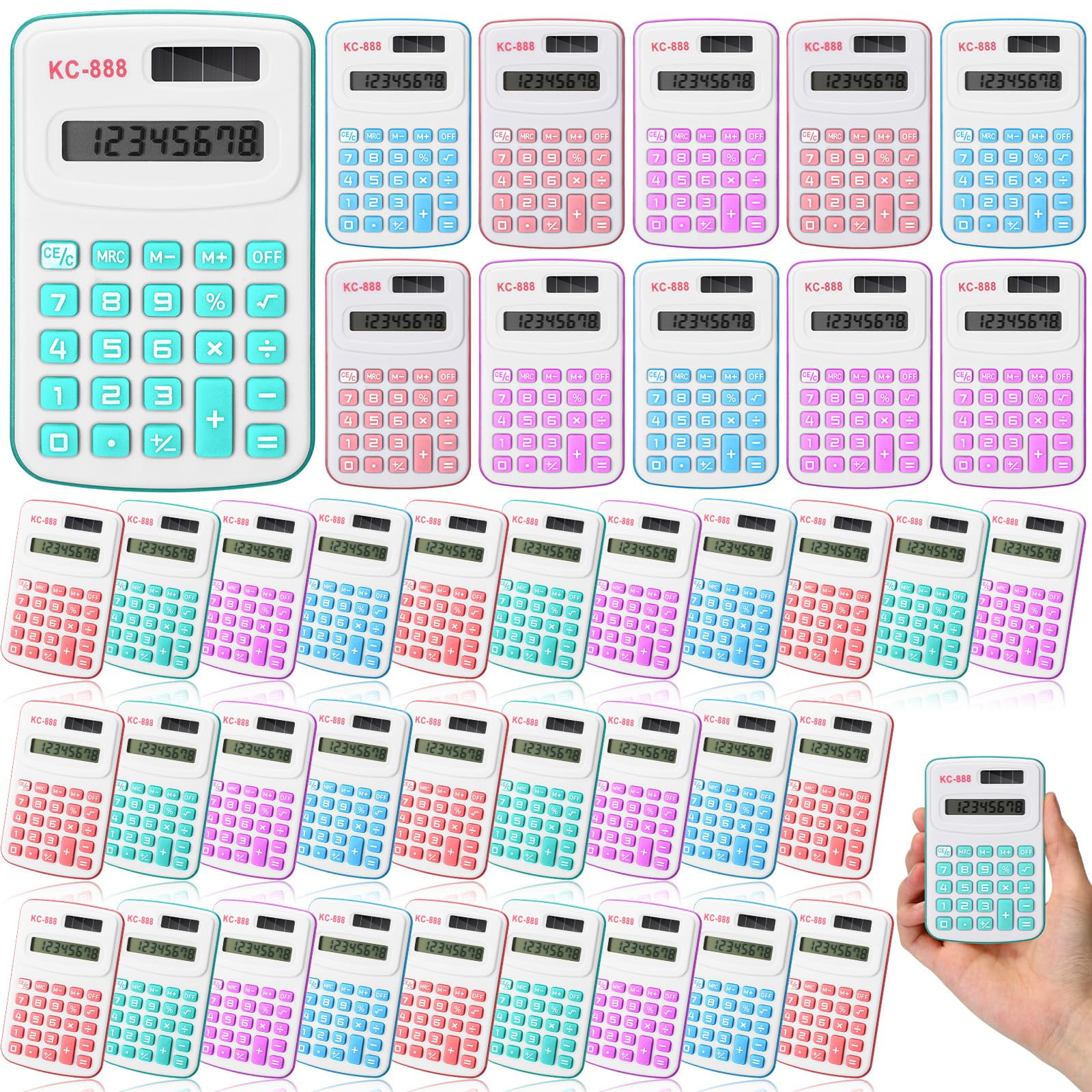 60 Pcs Pocket Size Mini Calculator Small Calculators Bulk Handheld ...