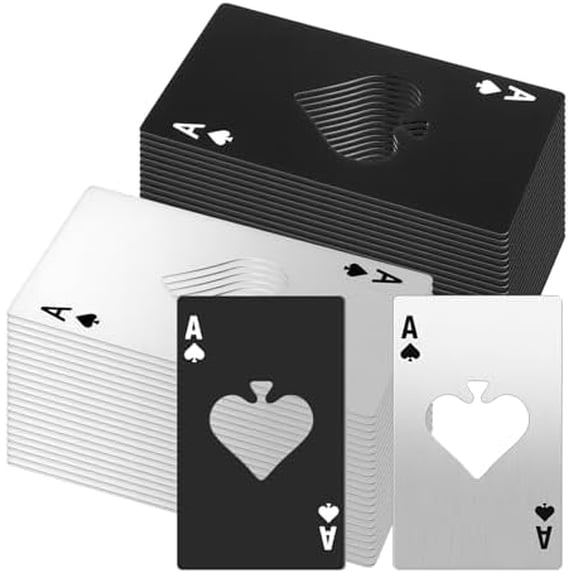 60 Pcs Poker Card Bottle Openers, Stainless Steel Funny Poker Cards ...