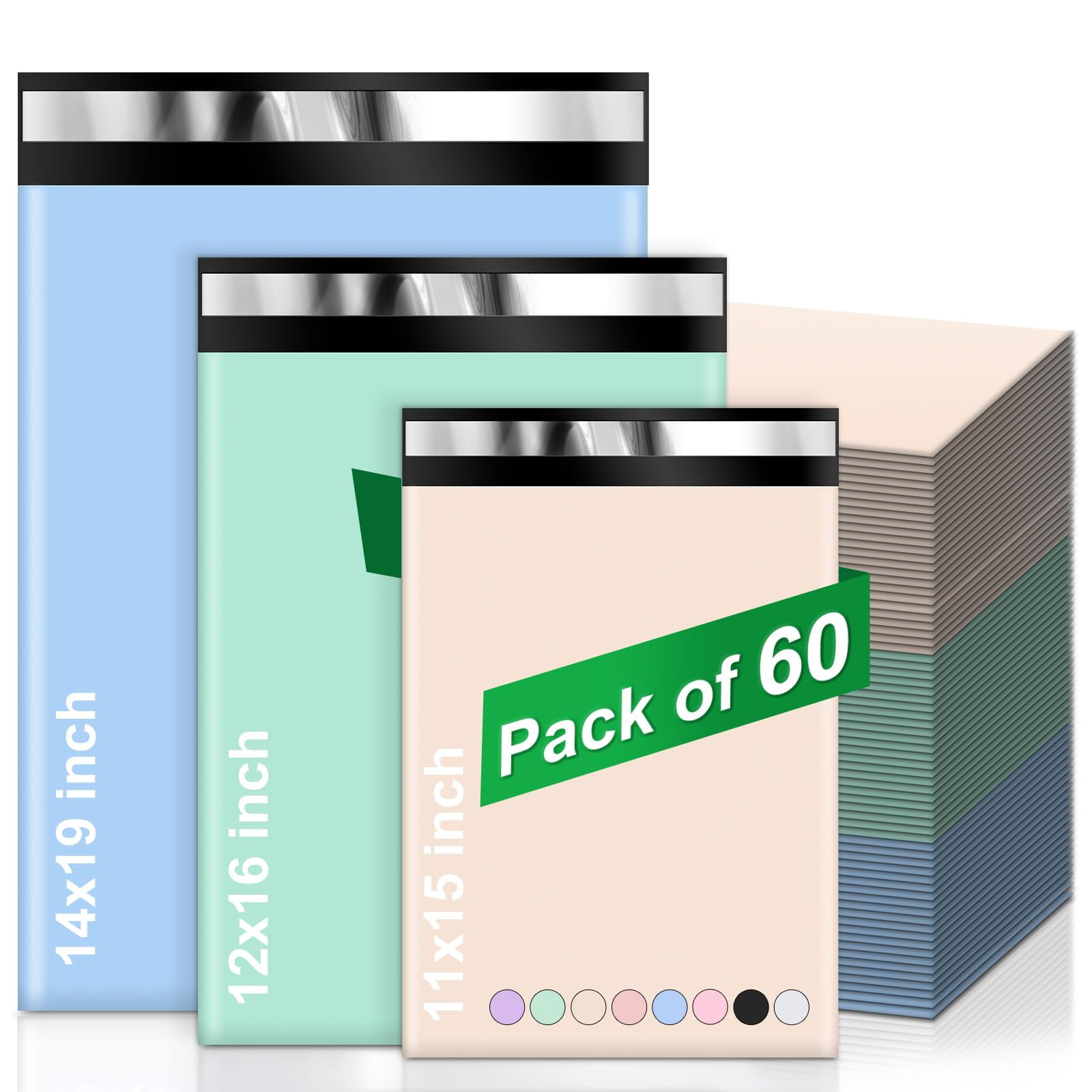 60 Pcs Poly Mailers, Strong Adhesive Plastic Shipping Bags, Tear ...