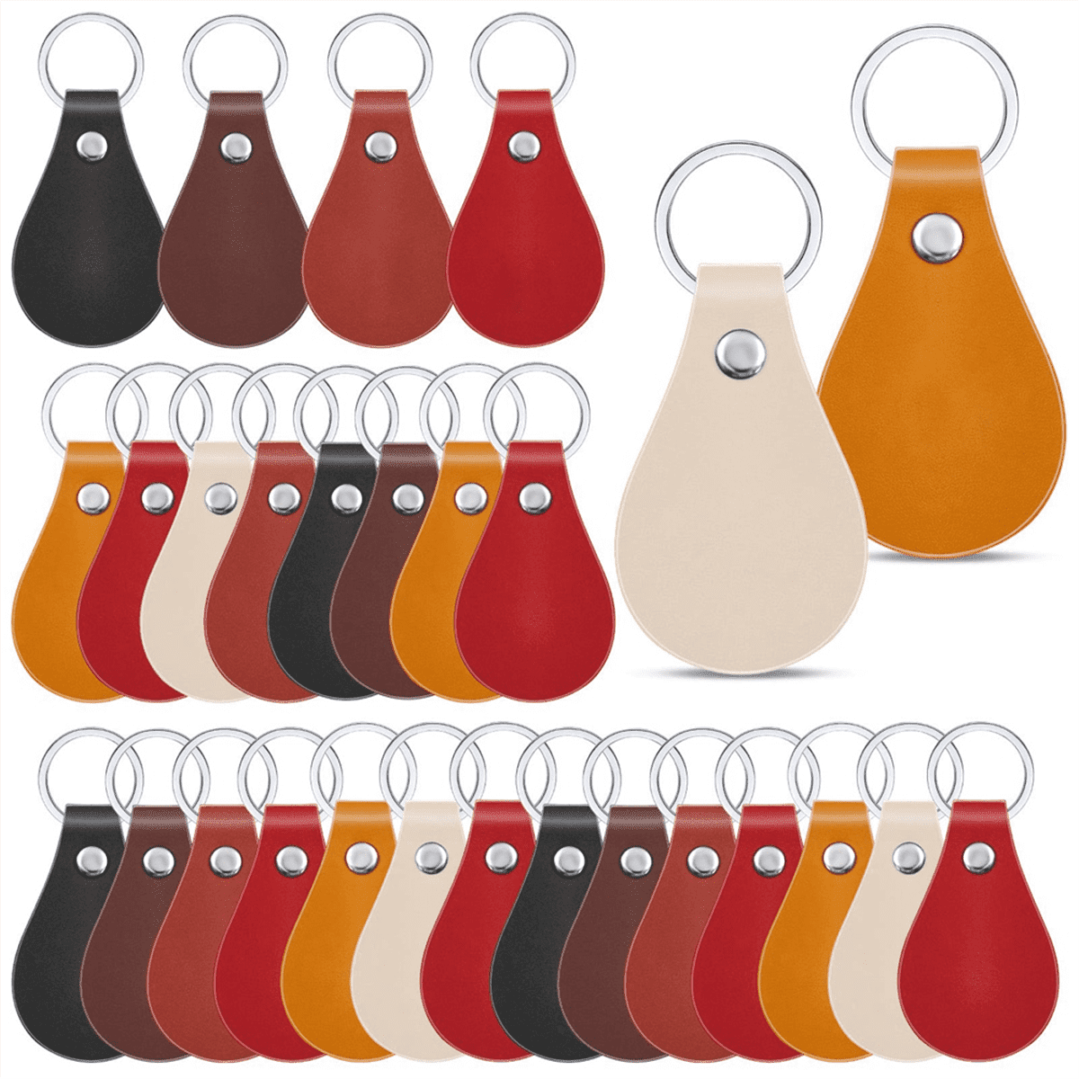 60 Pcs Pu Leather Key Fob Kit Leather Key Fobs Blanks with Rivets and ...
