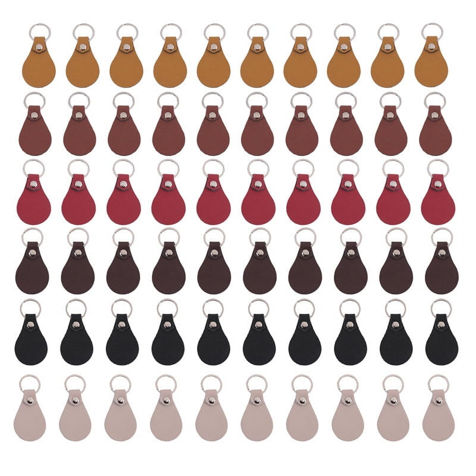 60 Pcs Pu Leather Key Fob Kit Leather Key Fobs Blanks with Rivets and ...