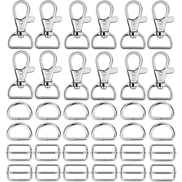 60 Pcs Purse Hardware for Bag Making - Swivel Snap Hooks, D Ring, Slide ...